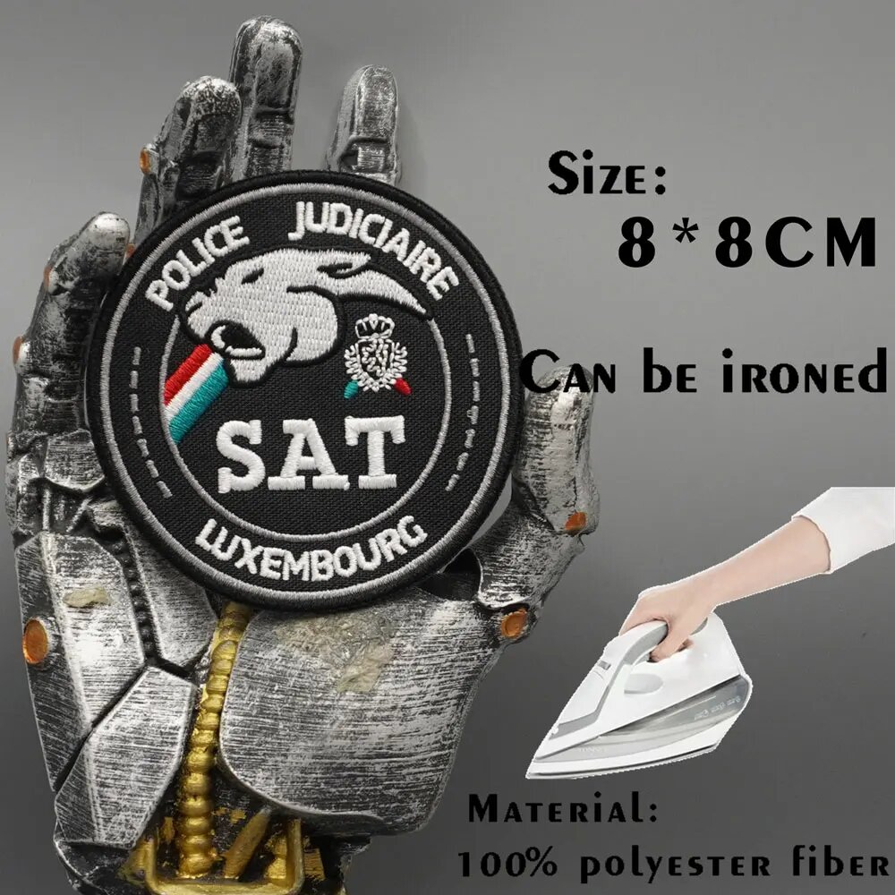 Тактические вышитые нашивки SAT Lëtzebuerg из полиэстера AD34-1 iron on 1PC