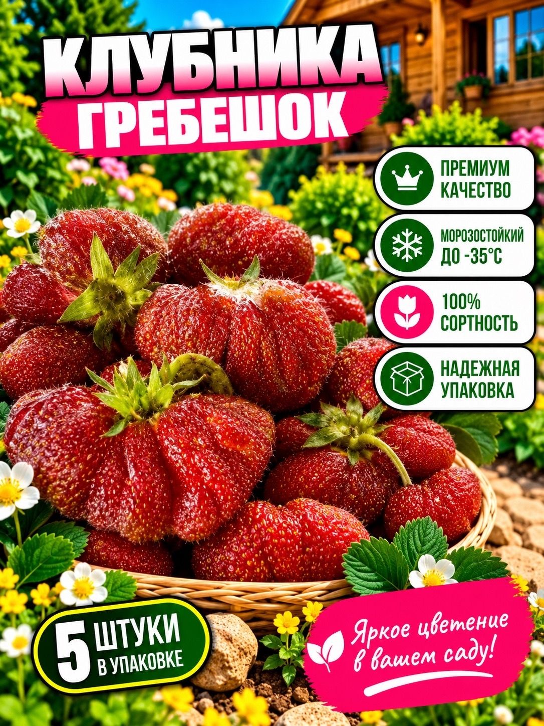 Саженцы клубники "Гребешок" 5шт.