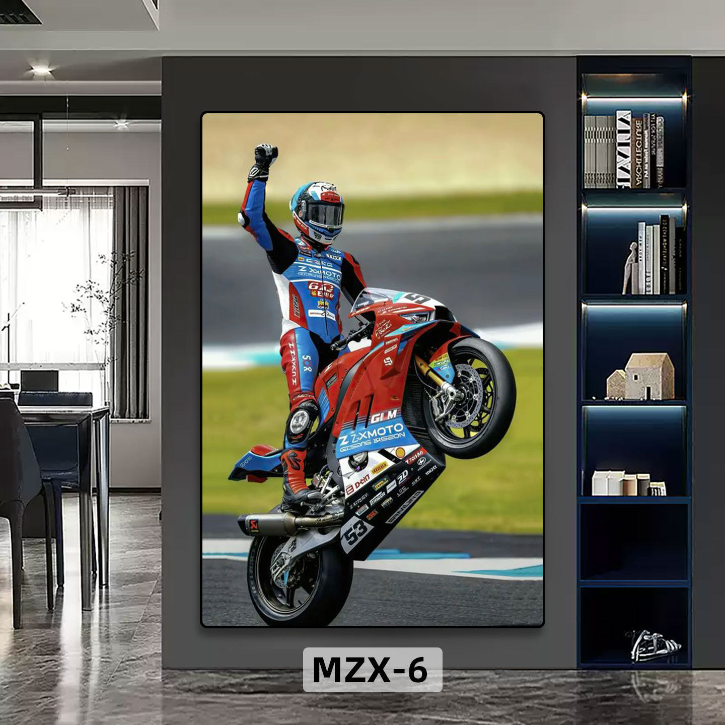 Картина на стену Зжань Сюэ 820RR WSBK MZX-6 80x120cm Матовый Холст с Алюминиевой Рамой