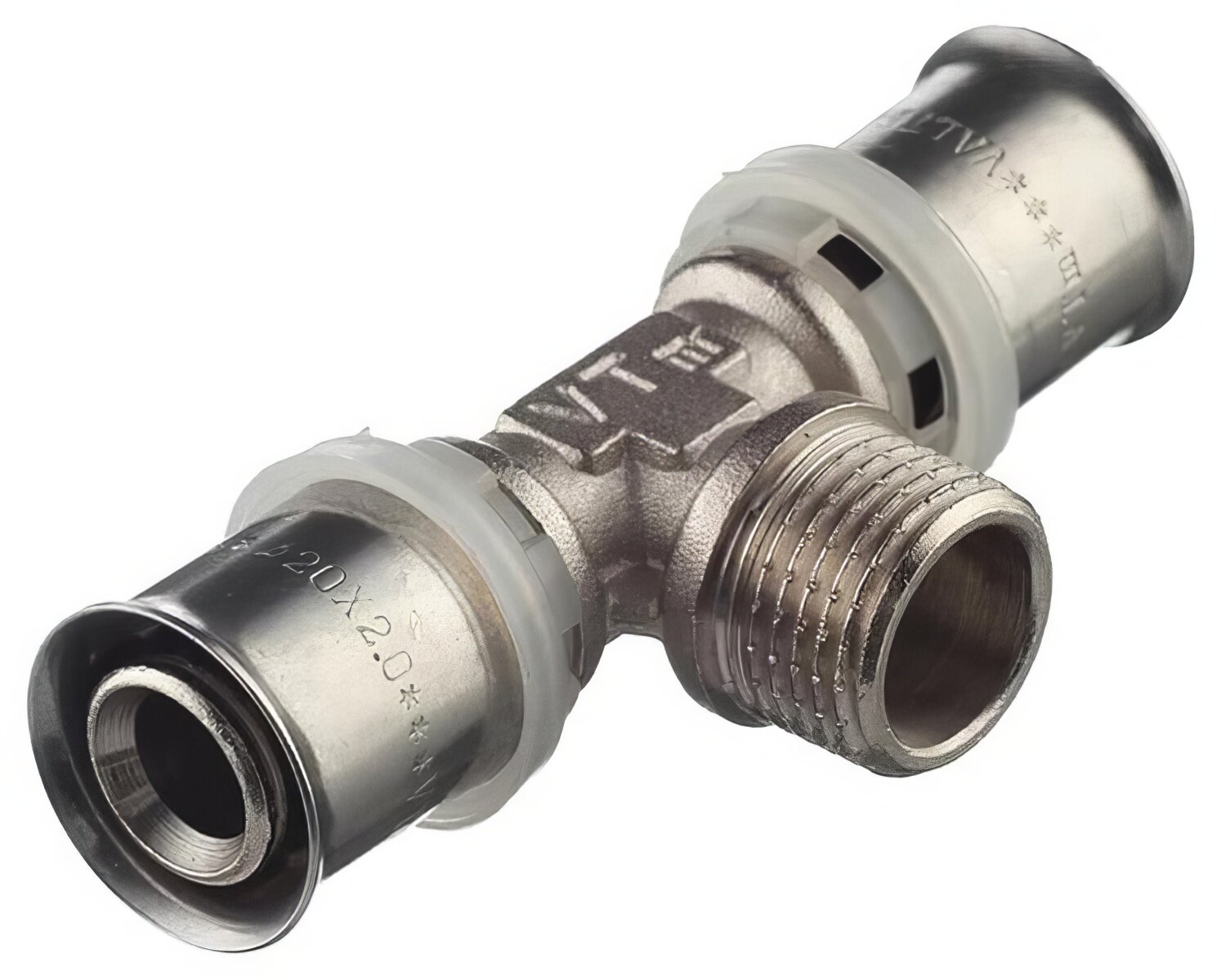 Тройник Valtec 20(пресс) х 1/2 НР(ш) х 20(пресс) (VTm.233. N.200420)
