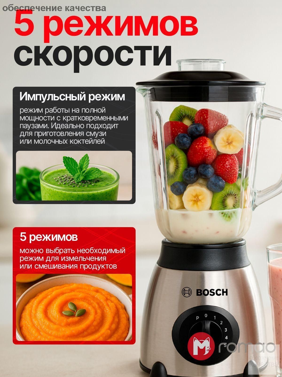 Стационарный блендер RbD83A, прозрачный, черно-серый