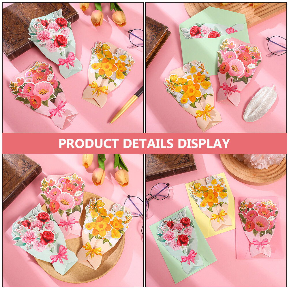 6 Пcs Открытки Из Бумаги С Букетом Цветов К Дню Учителя 17X12Cm