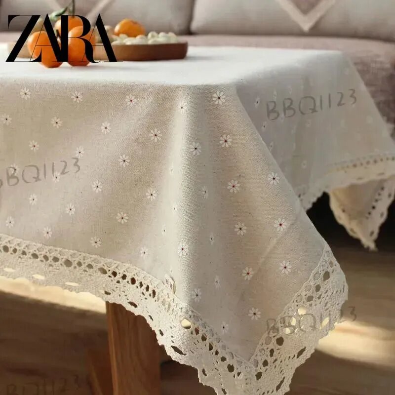 ZARA HOME Скатерть 140x180 см лён антискользящее покрытие, термостойкая бежевый