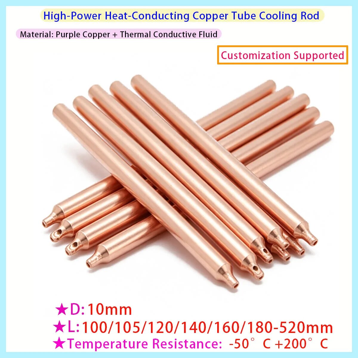 Медные тепловые трубки 10 мм 340mm 1pcs
