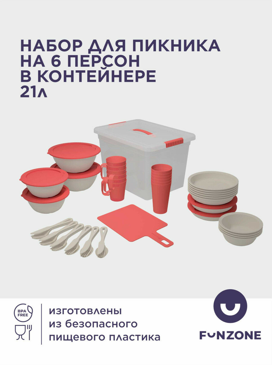 Набор для кухни, дачи и пикника на 6 персон в контейнере 21л