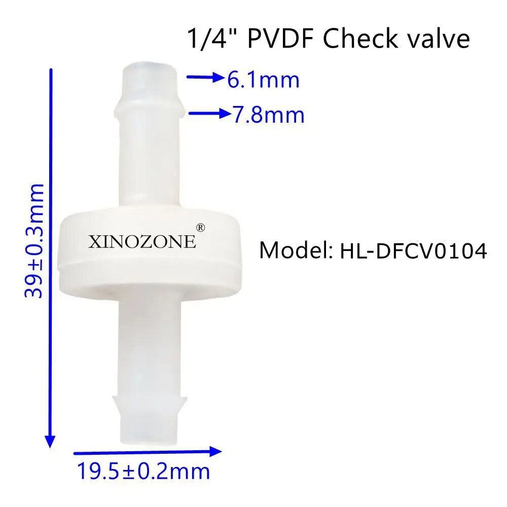 Обратный клапан 1/4" PVDF XinOzone HL-DFCV0104