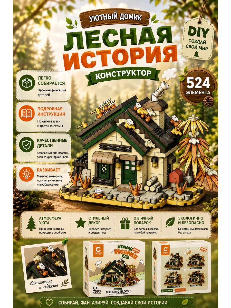 Конструктор 3д из миниблоков лесная история