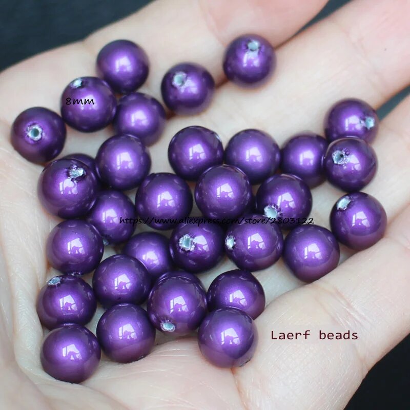 Полупросверленные жемчужные бусины Laerf Beads 8mm 4 шт.