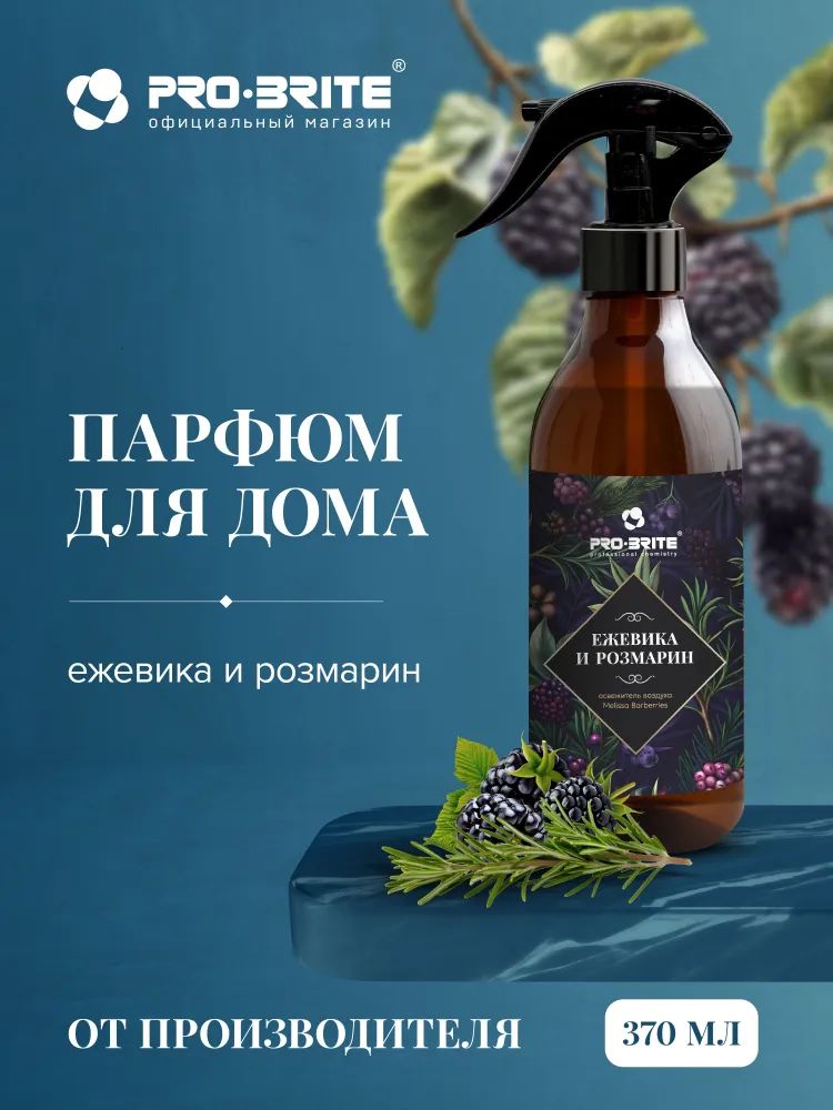 Освежитель воздуха Pro-Brite Melissa Barberries 370 мл, изысканный аромат ежевики и розмарина, нейтрализация запахов, премиальное качество