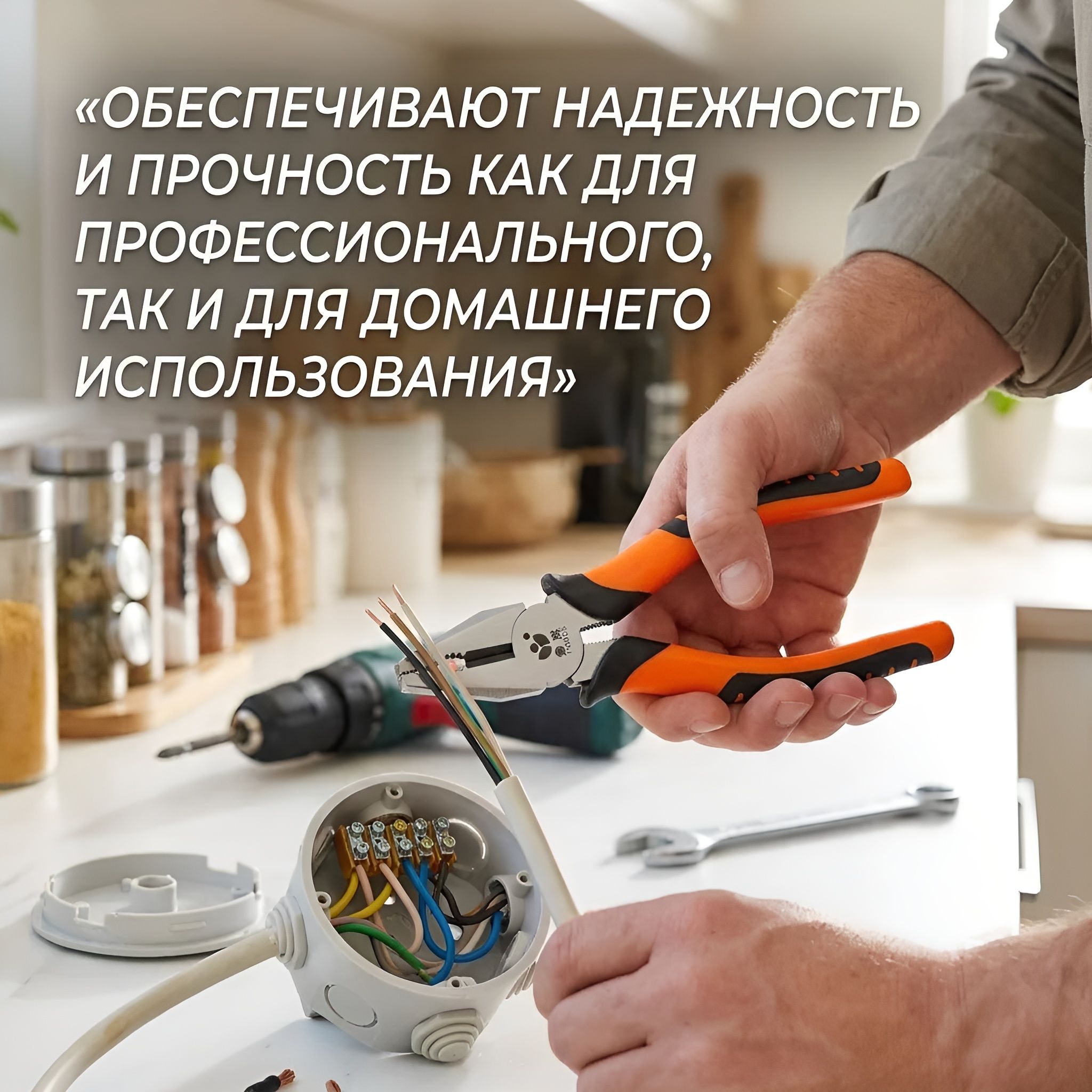 Пассатижи/плоскогубцы универсальные длина 200 мм высокоуглеродистая сталь, ПВХ-рукоятки — фото 1