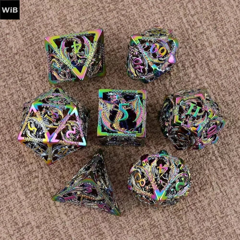 Кубики для DnD (ДнД) 7 шт Металлические , Кости игральные Дайсы, Классический набор дайсов Dungeons & DragonsРолевая игра , Pathfinder, настольные игры
