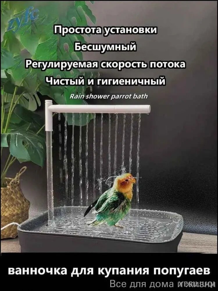 Купалка для попугаев - это специальное оборудование для купания домашних попугаев и птиц. Он бесшумен и имеет регулируемый поток-черный-маленький