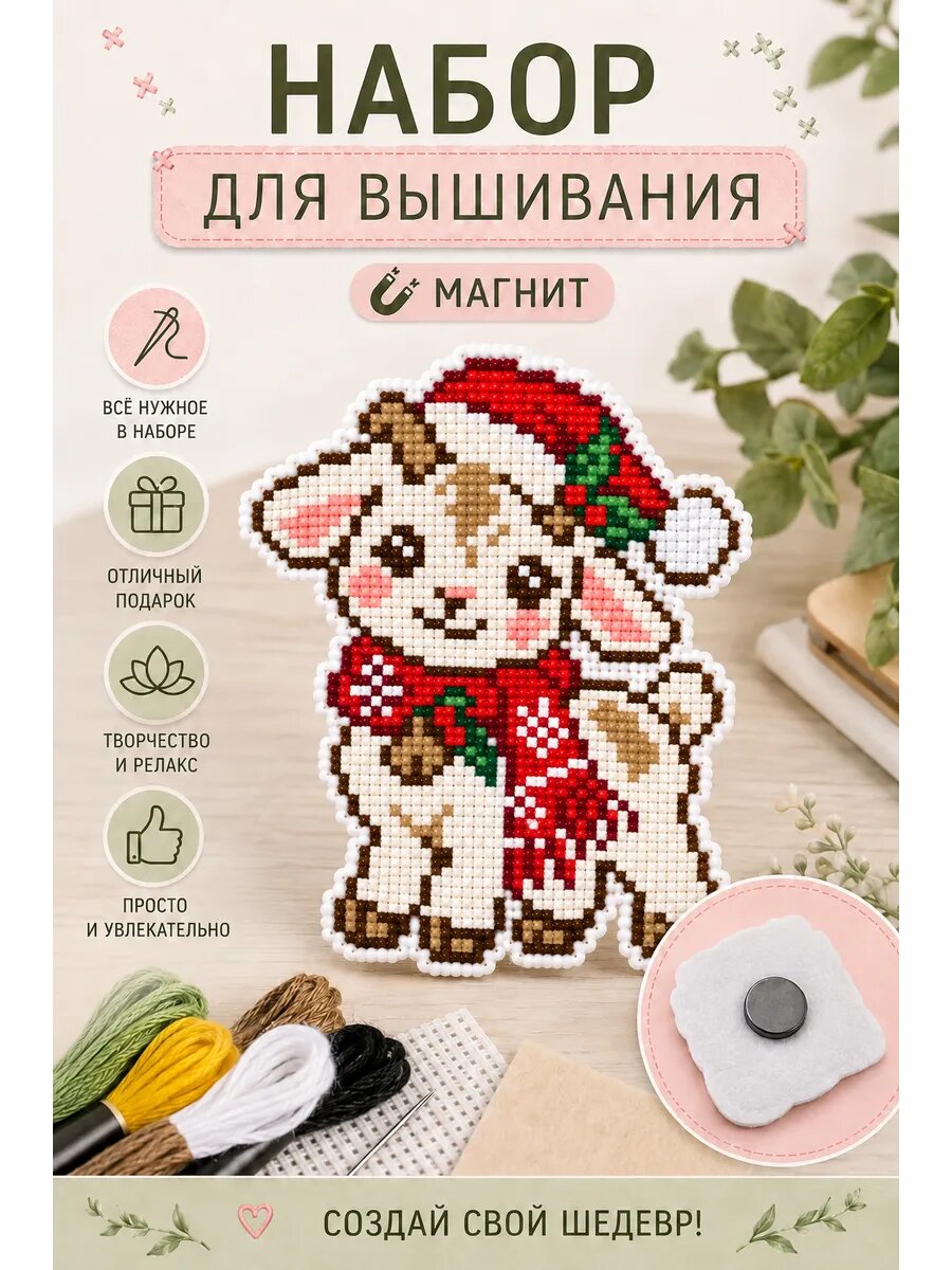 Вышивка крестом набор для начинающих Новогодняя коза