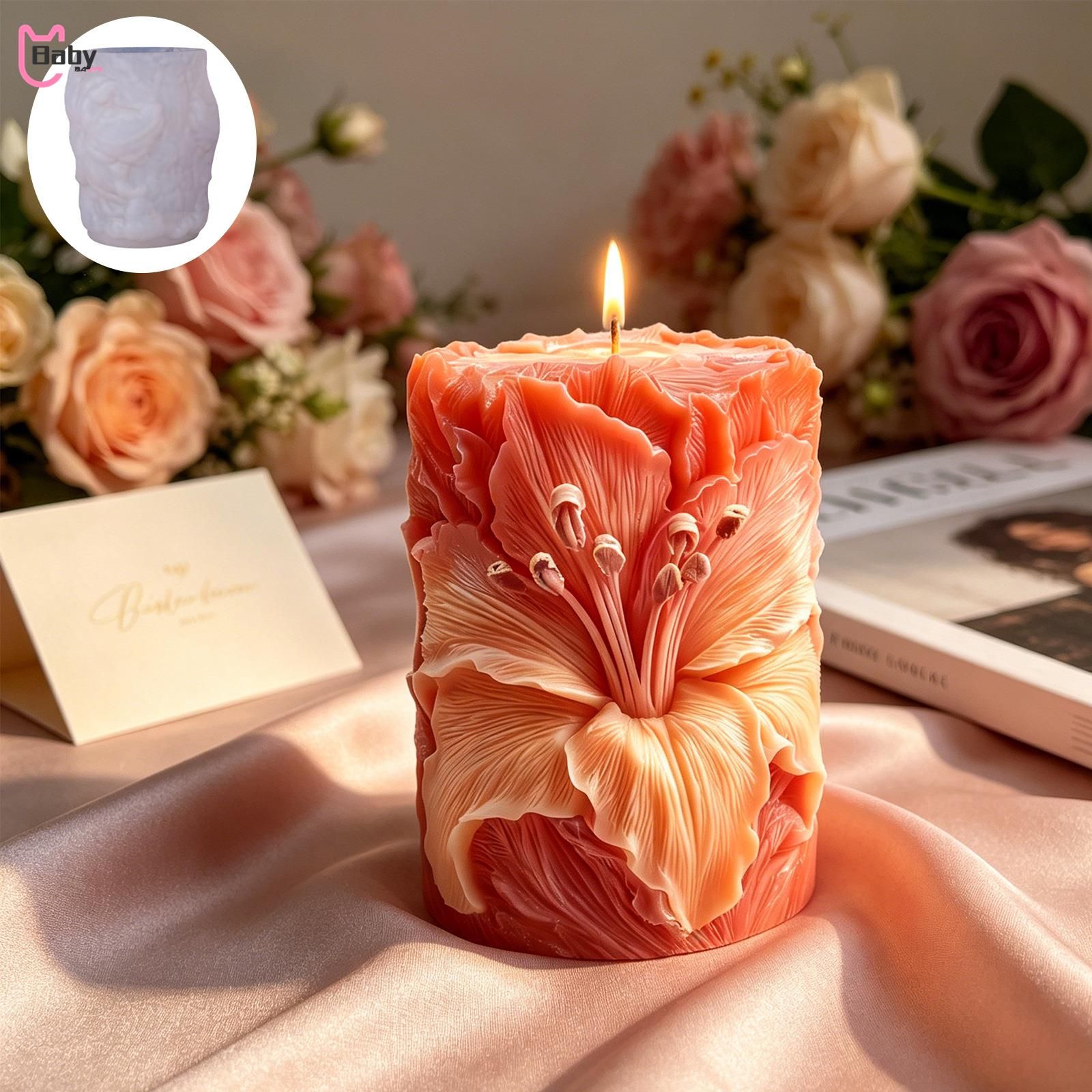 Молд для литья/Силиконовая форма для DIY: лилии, рельефные цветы, цилиндрические диффузоры из гипса
