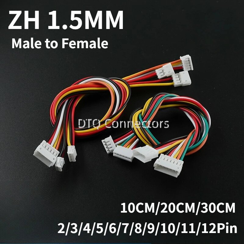JST ZH1.5 адаптер разъема 2-12 контактов с кабелем 3Pin (10Pcs), 100mm