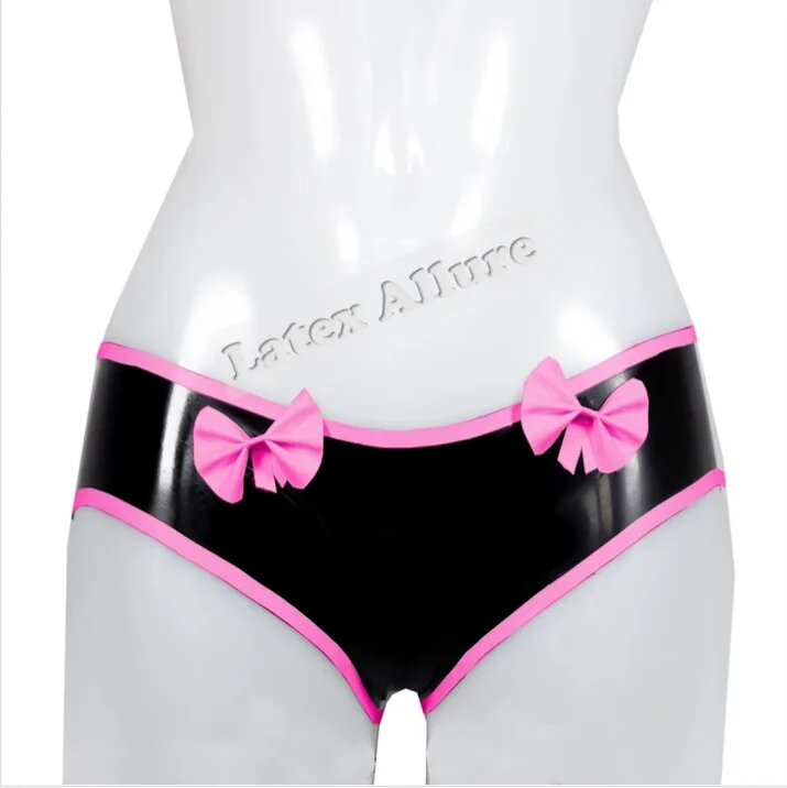 Черно-розовые латексные шорты Sissy Feminization M