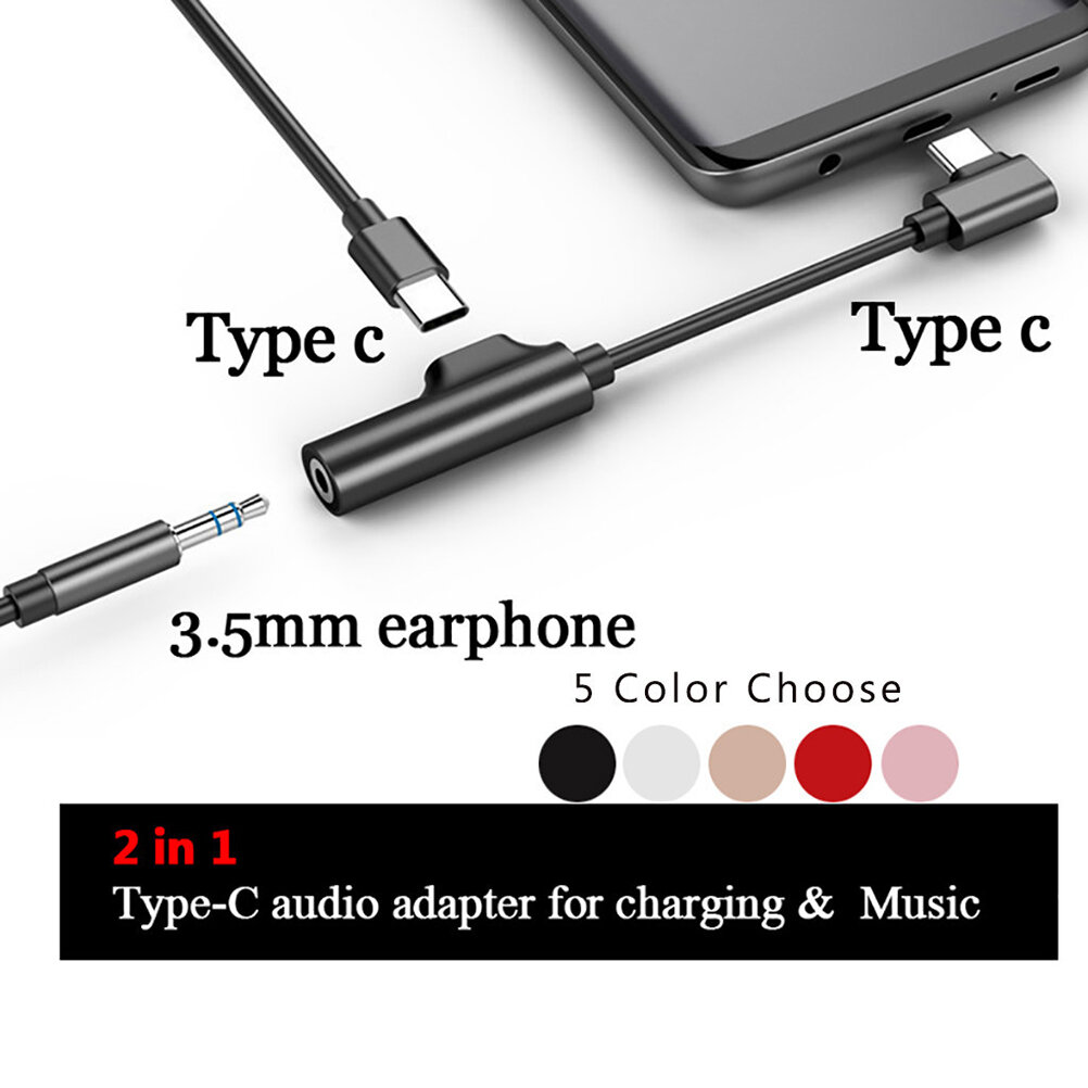 Адаптер Usb Type C В 3.5 Mm Для Наушников С Микрофоном 2 Шт Черный