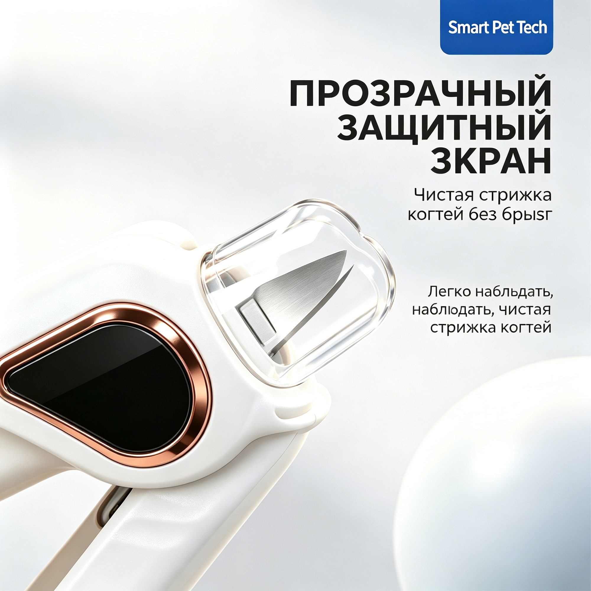 Электрический когтерез-точилка 2 в 1 для кошек и собак с LED-подсветкой, защитный экран и USB-зарядка — фото 1