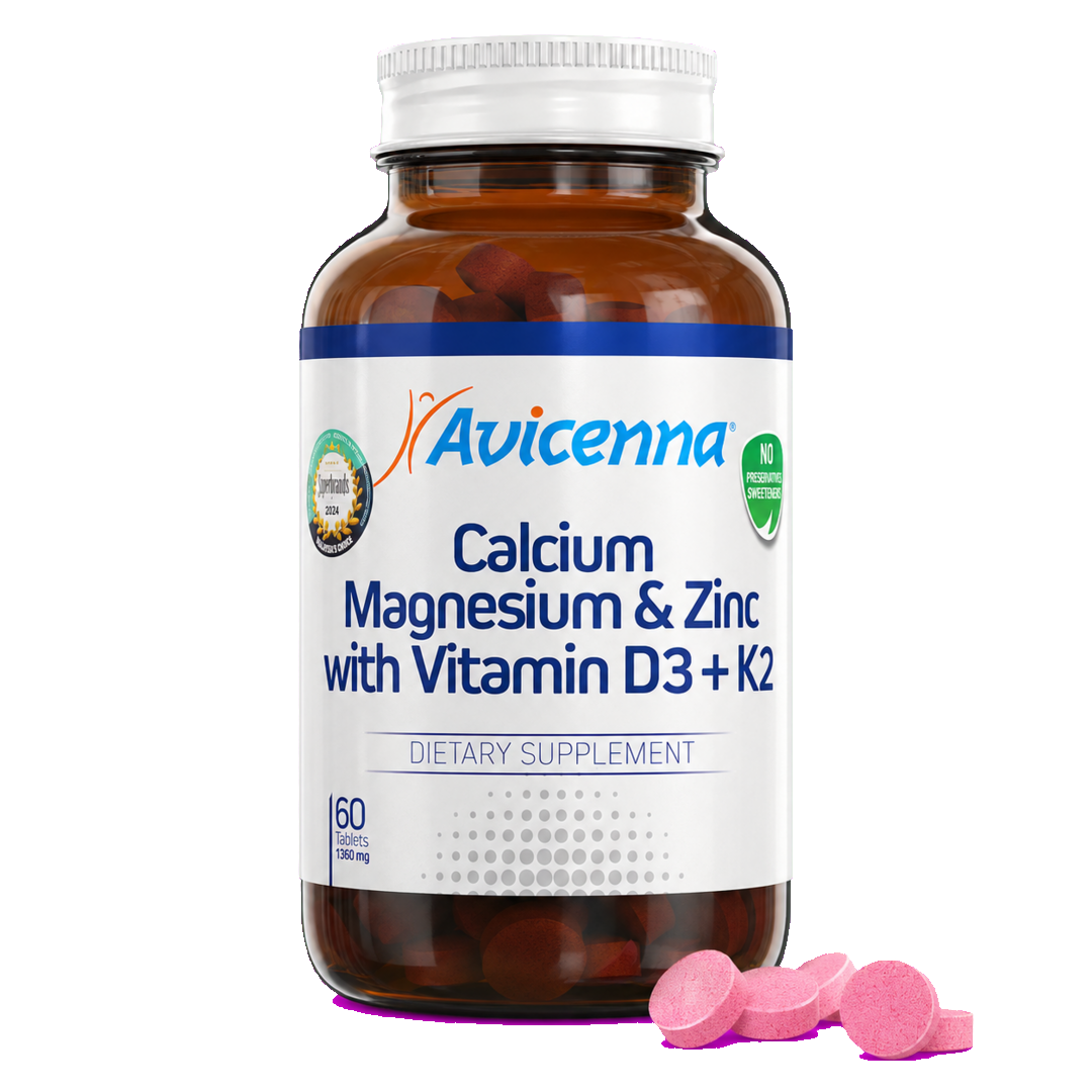 Кальций Магний Цинк + D3 и K2 Avicenna 60 таблеток для костей и иммунитета
