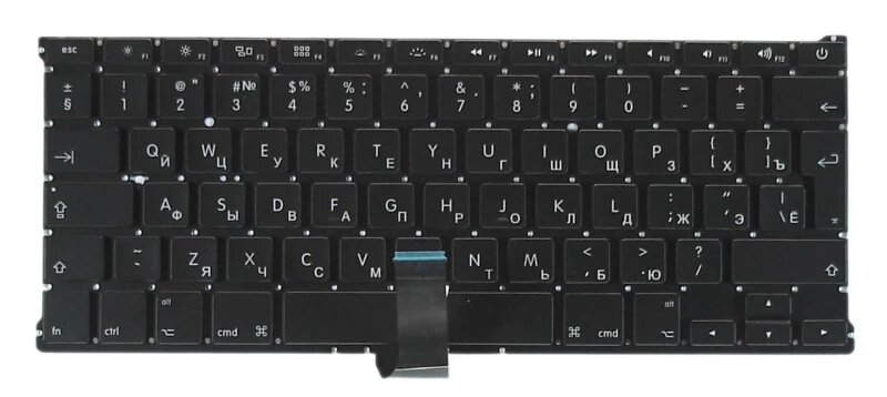 Клавиатура для ноутбука MacBook A1369 2011+ черная с подсветкой, большой ENTER