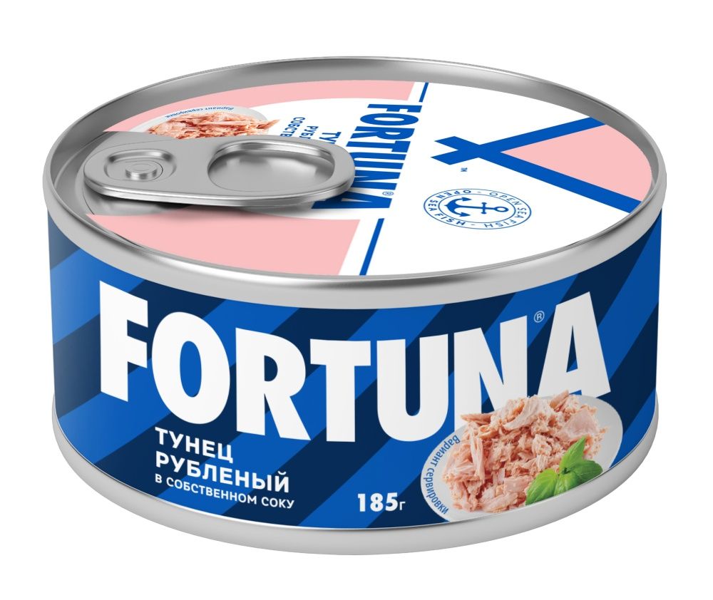 Тунец FORTUNA рубленый в собственном соку /жесть/ 185г