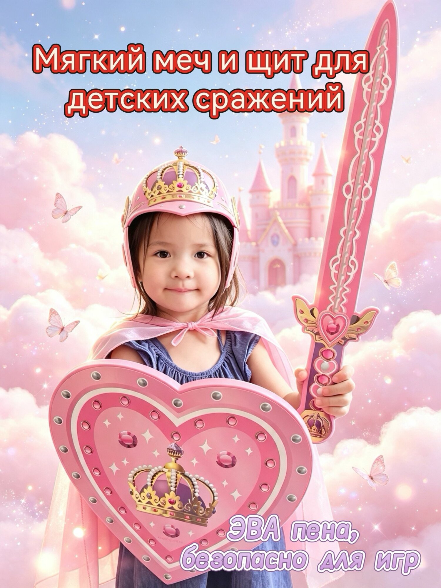 Набор мягкий меч и щит из ЭВА, безопасная игровая атрибутика для детей, реквизит для костюмированных представлений, много дизайнов на выбор