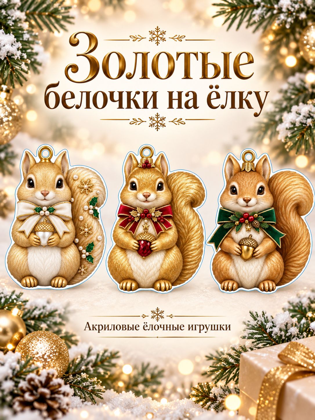 Ёлочные игрушки новогодние белки