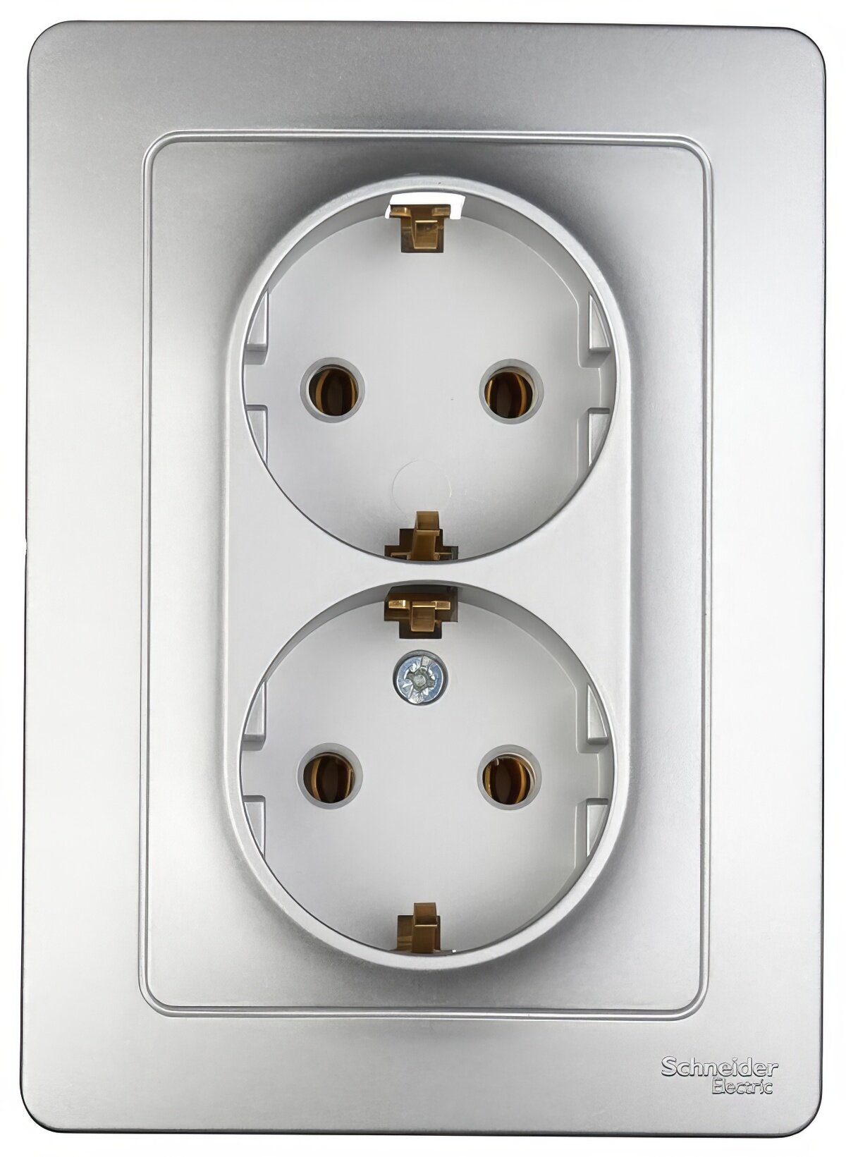 Розетка двойная Systeme Electric Blanca встраиваемая алюминий с заземлением (BLNRS001023)
