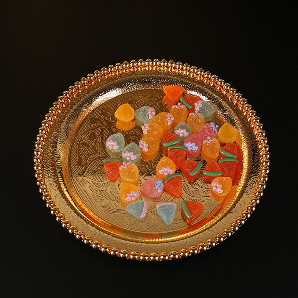 Блюдо Для Фруктов И Снеков Овальное Хранение Дома 21x21cm Golden