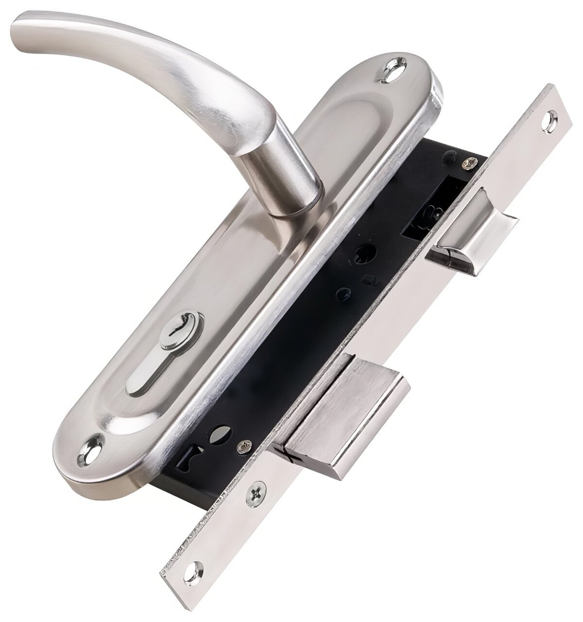 Замок врезной Punto LOCKSET16. CRONA.4070-1 SN для входной двери под цилиндр матовый никель 5 ключей