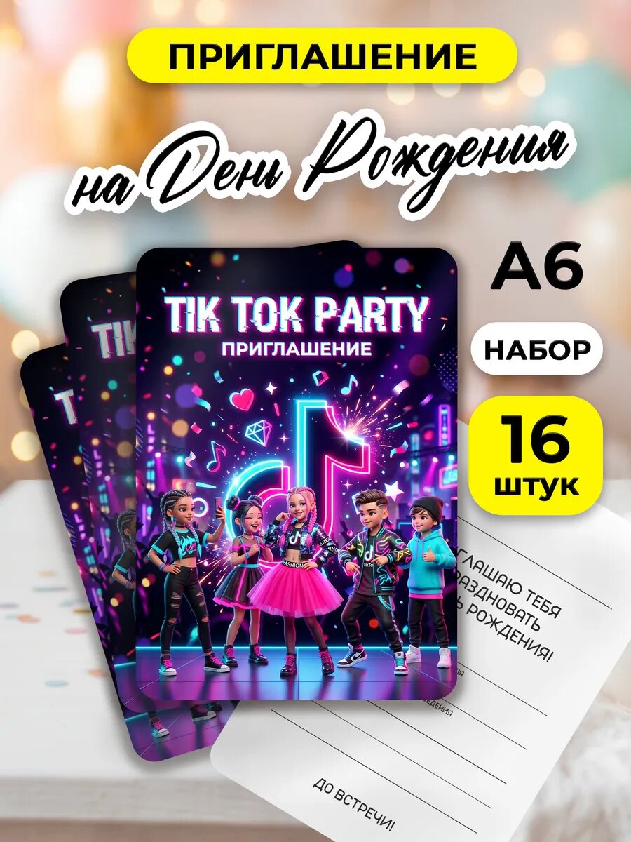 Пригласительные на день рождения тик ток вечеринка