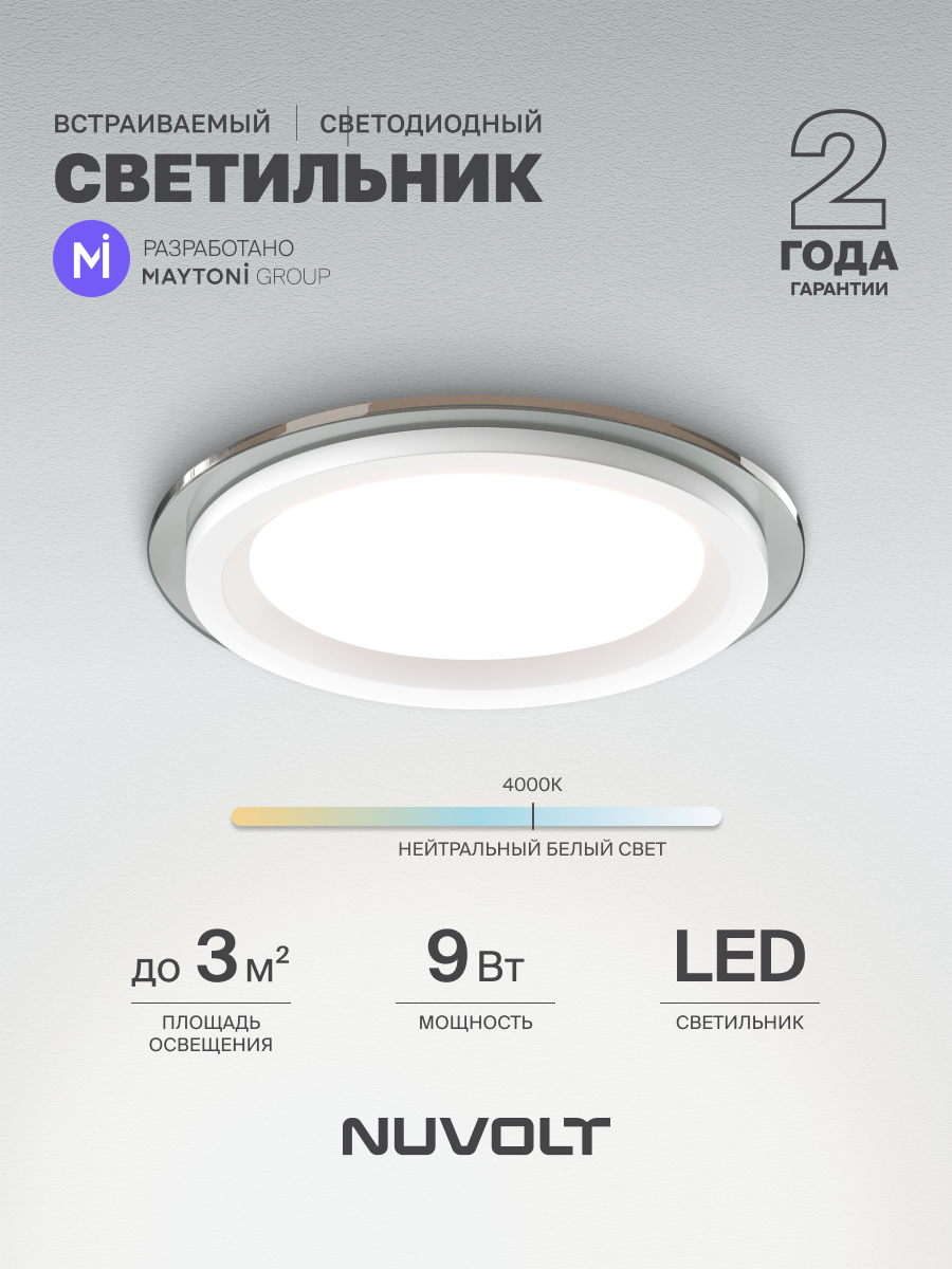 Светильник потолочный встраиваемый светодиодный NUVOLT серия Trin/Трин LDL-028W