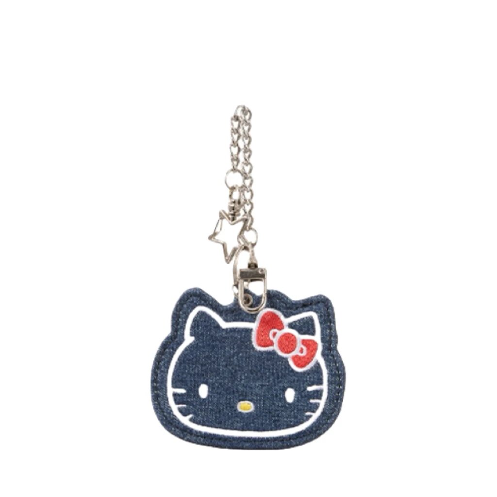 MINISO Hello Kitty Classic Series Тканевая джинсовая карманный зеркальный брелок с цепочкой Маленькое зеркало для ключей