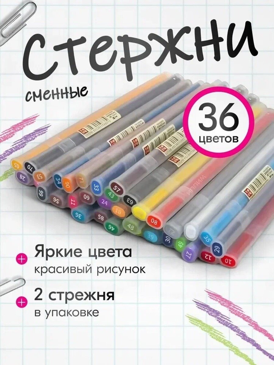 Грифель для карандаша 2.5 мм, твердость B (Мягкий), 36 шт. белый, EVA
