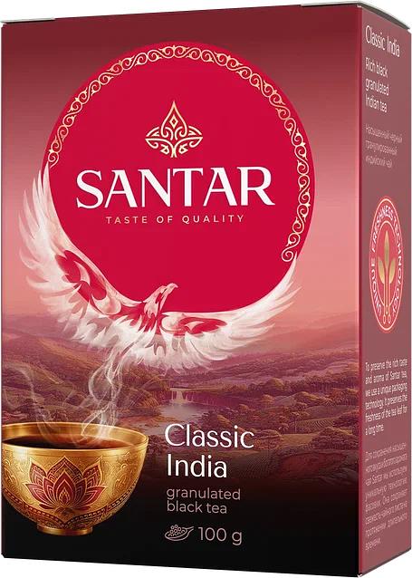 Упаковка из 18 пачек Чай черный Santar Classic India гранулированный 100г