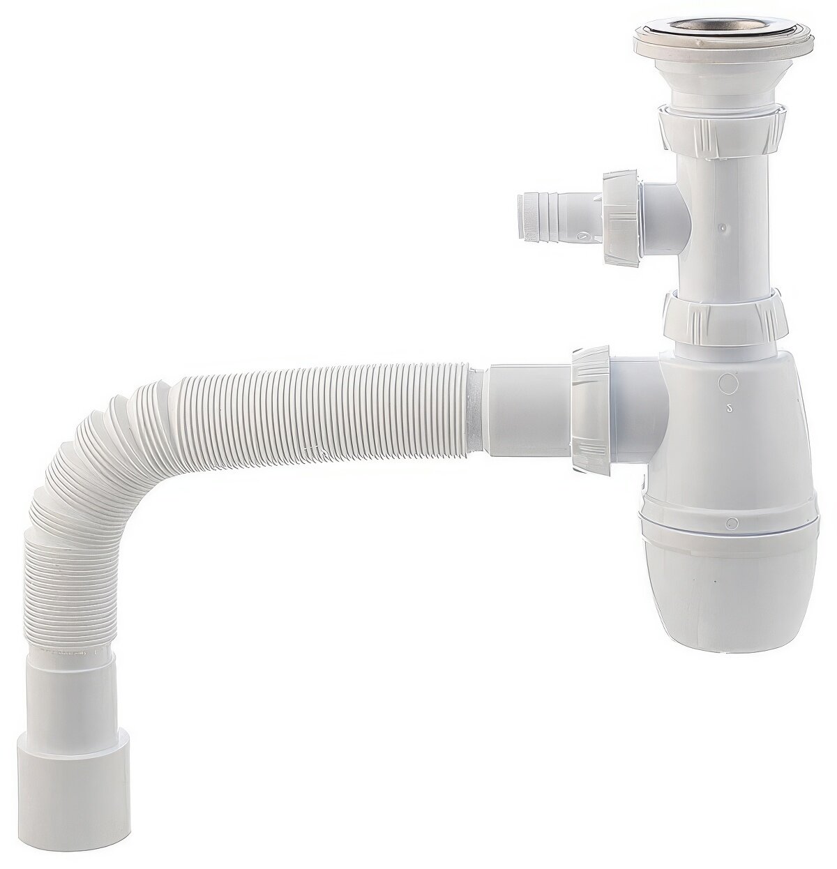 Сифон для раковины Wirquin Pro 1 1/2х40 мм с выпуском d63 мм с соединением 40/50 мм с отводом (30718052)
