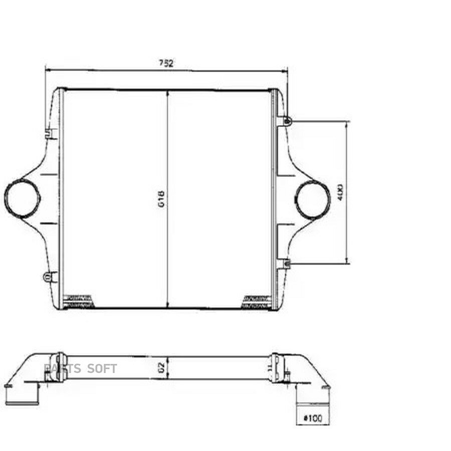 Интеркулер 652 612 52 MAN F90 (алюм.) от официального дистрибьютора, NRF, артикул 309015