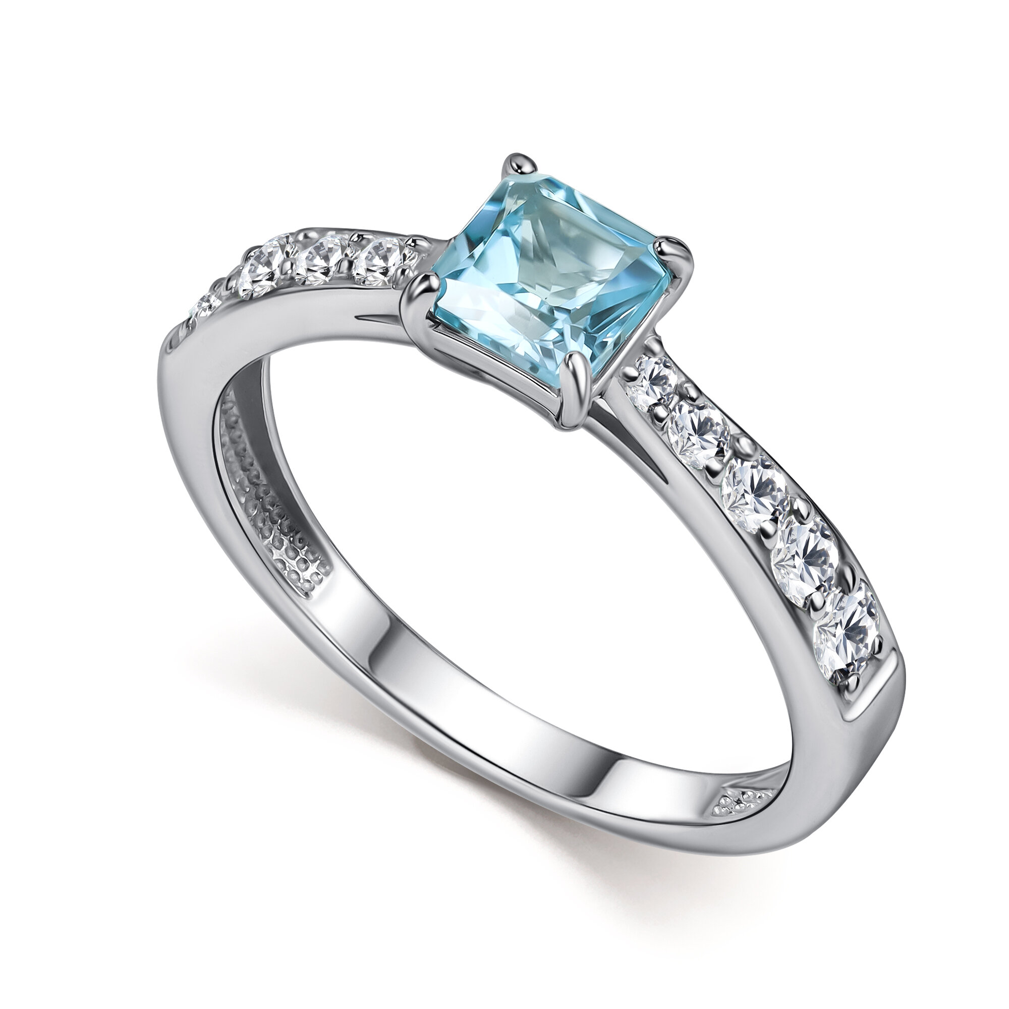 Кольцо Diamant online, серебро, 925 проба, родирование, топаз, фианит
