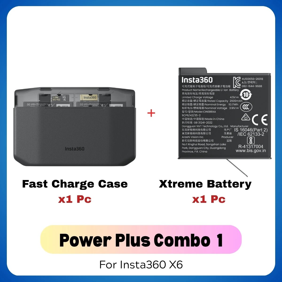Оригинальный аккумулятор Insta360 X6 Lite 1300 мАч, экстремальный аккумулятор Power Plus Combo 1