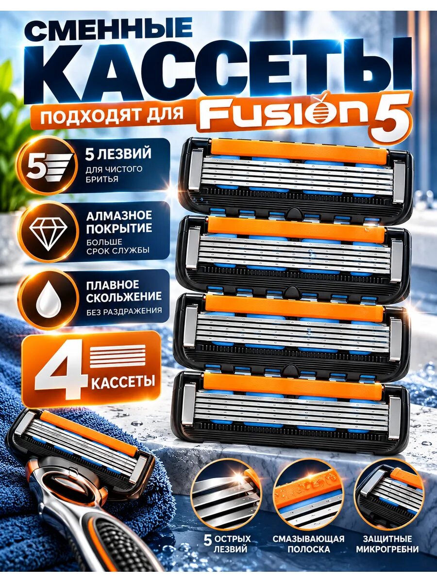 Сменные кассеты для бритья Fusion5 ProGlide 5 лезвий 4 шт