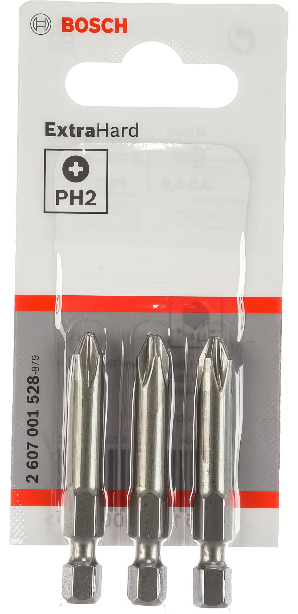 Бита Ph2 3 шт. (хвостовик шестигранный 1/4'; 49 мм; Extra Hart) BOSCH 2.607.001.528