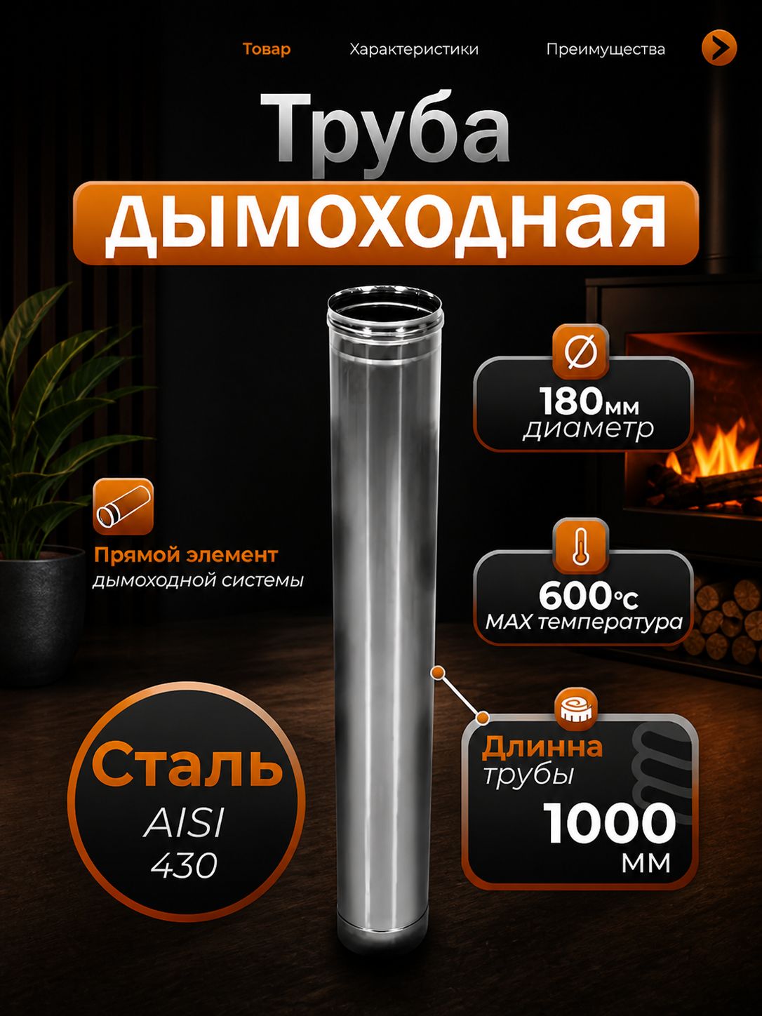 Труба L1000 ТМ-Р 430-0.5 D180