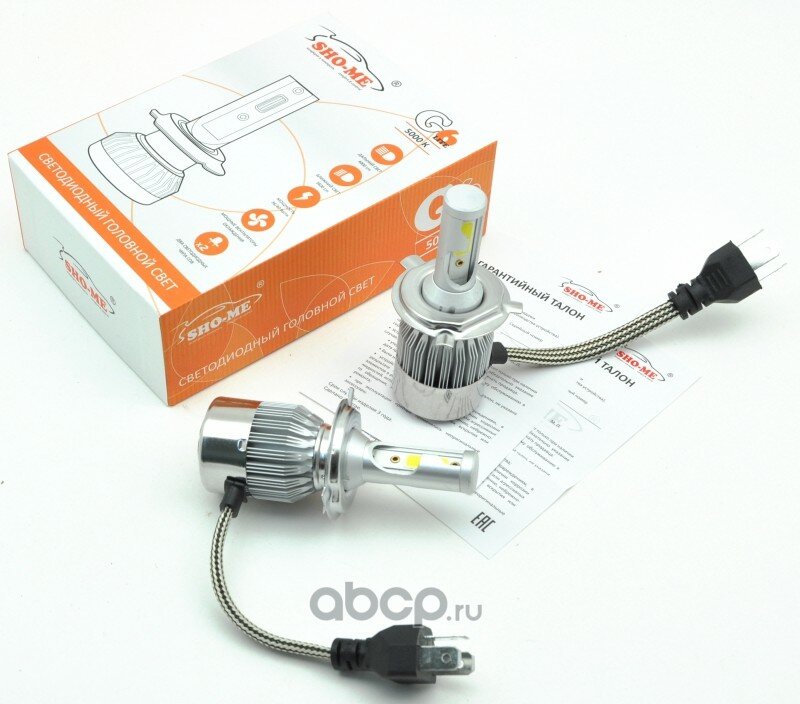 Лампа светодиодная 12V H4 36W 5000K SHO-ME 2 шт. картон G6 Lite LH-H4 H/L Sho-me G6LiteLHH4HL