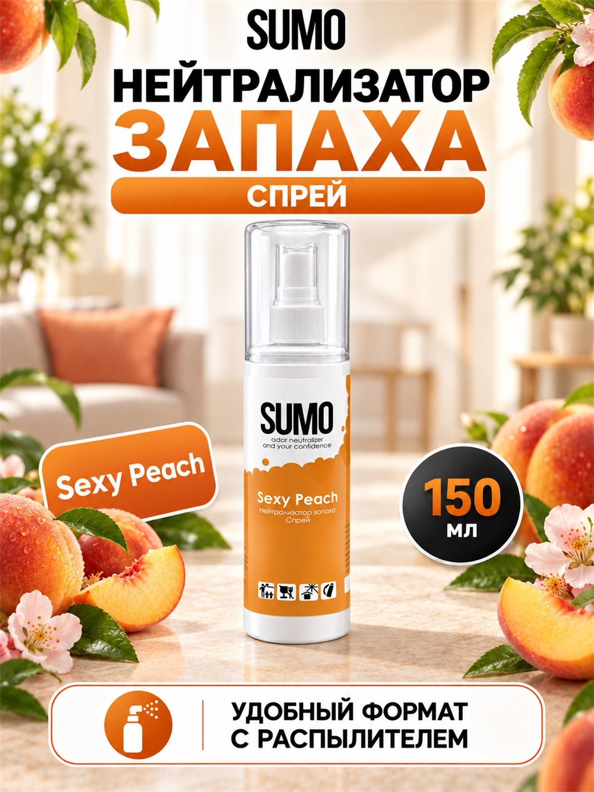 Нейтрализатор запаха / Освежитель воздуха Sumo Sexy Peach Spray 150ml