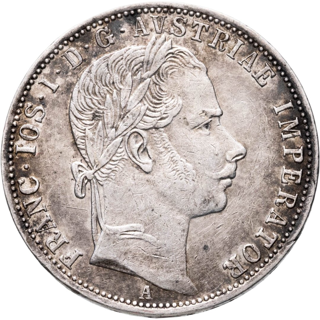Австрия 1 флорин 1861, знак монетного двора "A" - Вена, Серебро 900, в сохранности AU