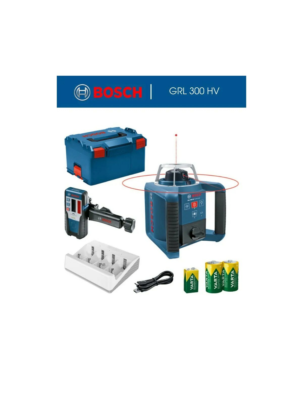 Ротационный лазерный нивелир Bosch GRL 300 HV с приёмником LR 1 в L-BOXX, арт. 0601061505