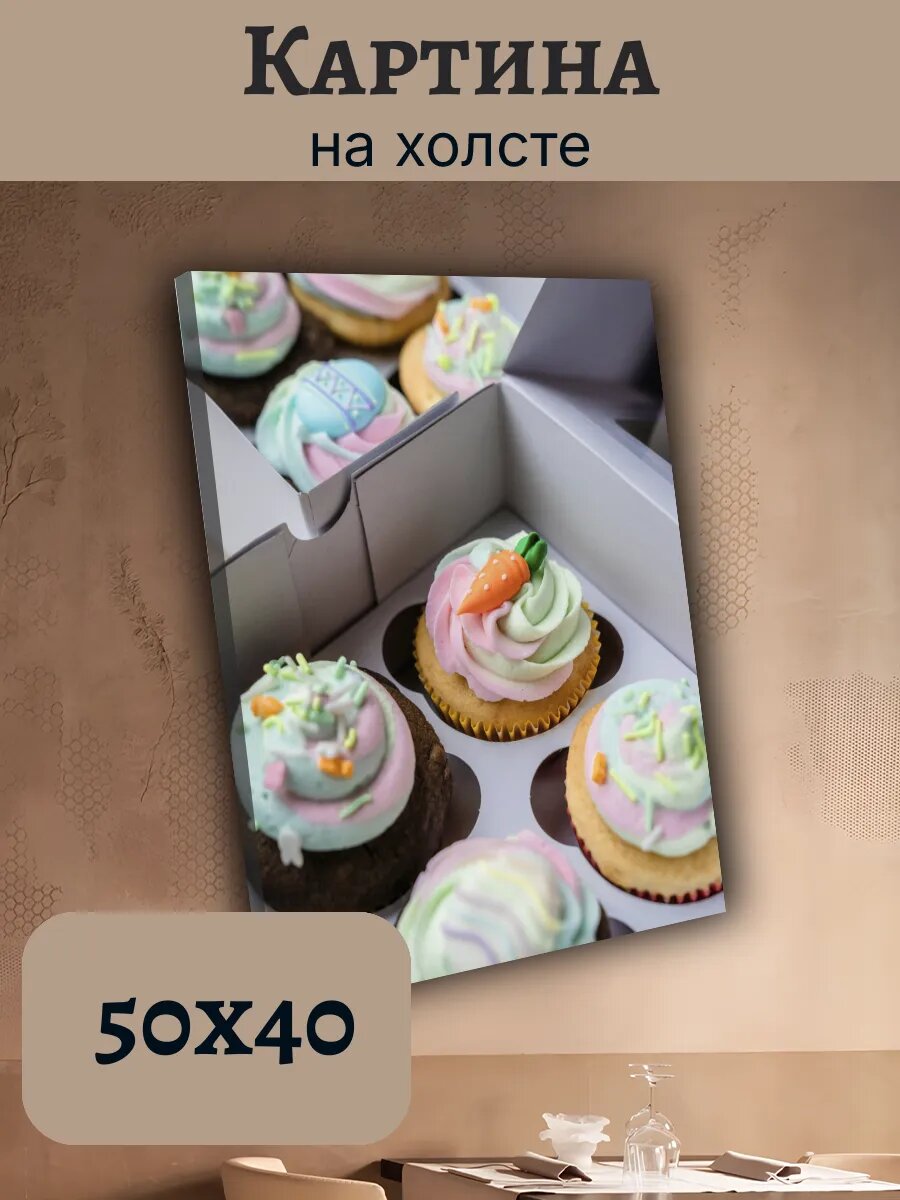 Картина Еда Food Кухня Эстетика 40x50 кексы капкейки десерт
