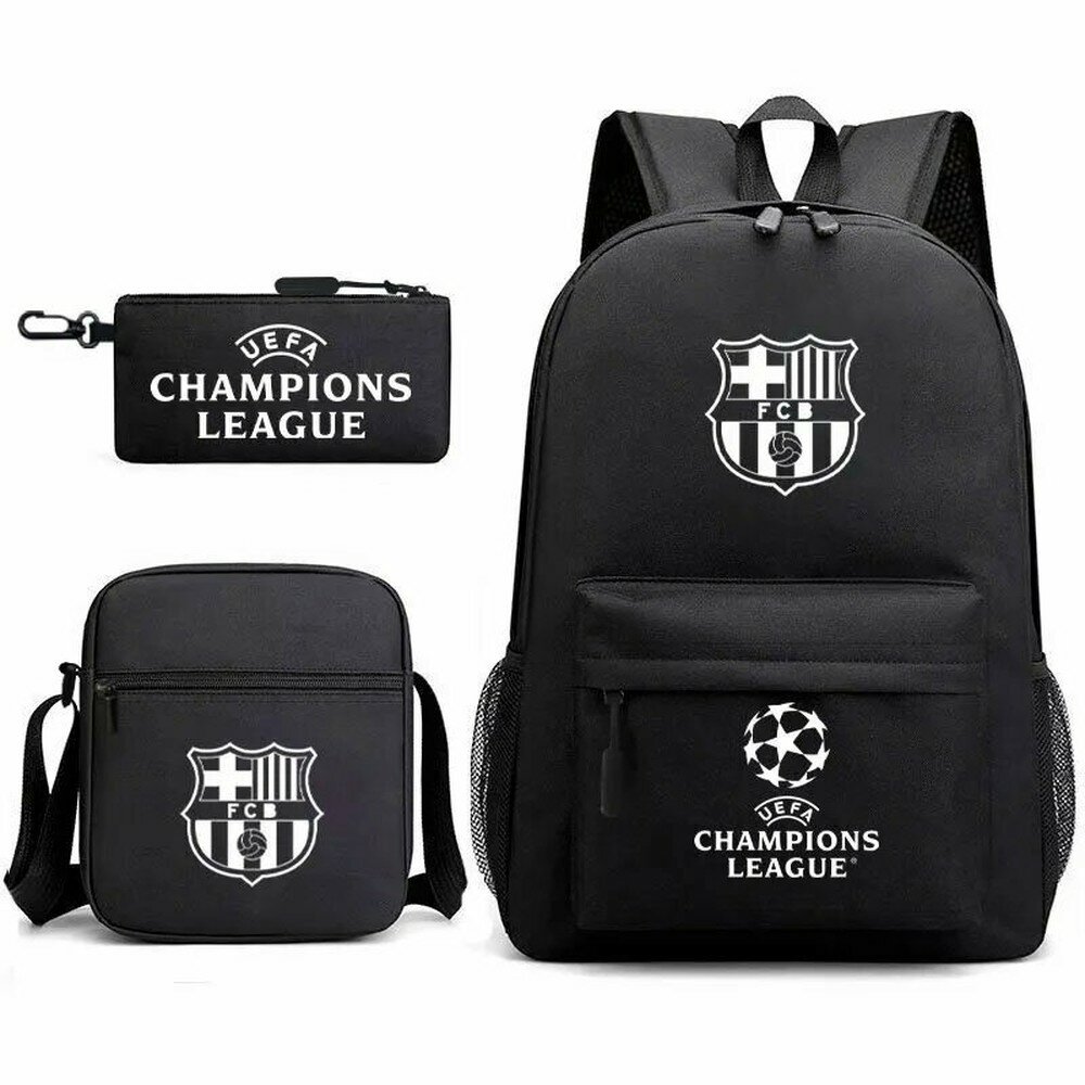 Рюкзак школьный футбол FC Barcelona для детей и студентов с пеналом и плечевым ремнем