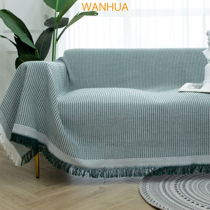 Плед 230x250 см хлопок вафельный, вязаный однотонный зеленый