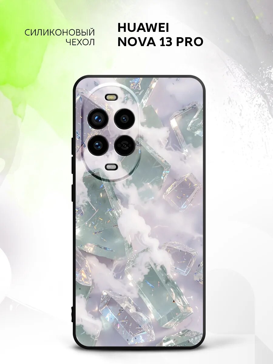 Чехол на Huawei Nova 13 Pro, Хуавей Нова 13 Про бампер, противоударный, с принтом кристаллы